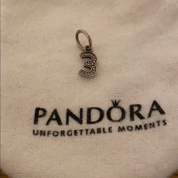 Pandora | Jewelry | Pandora Charm Number 3 Charm | Poshmark